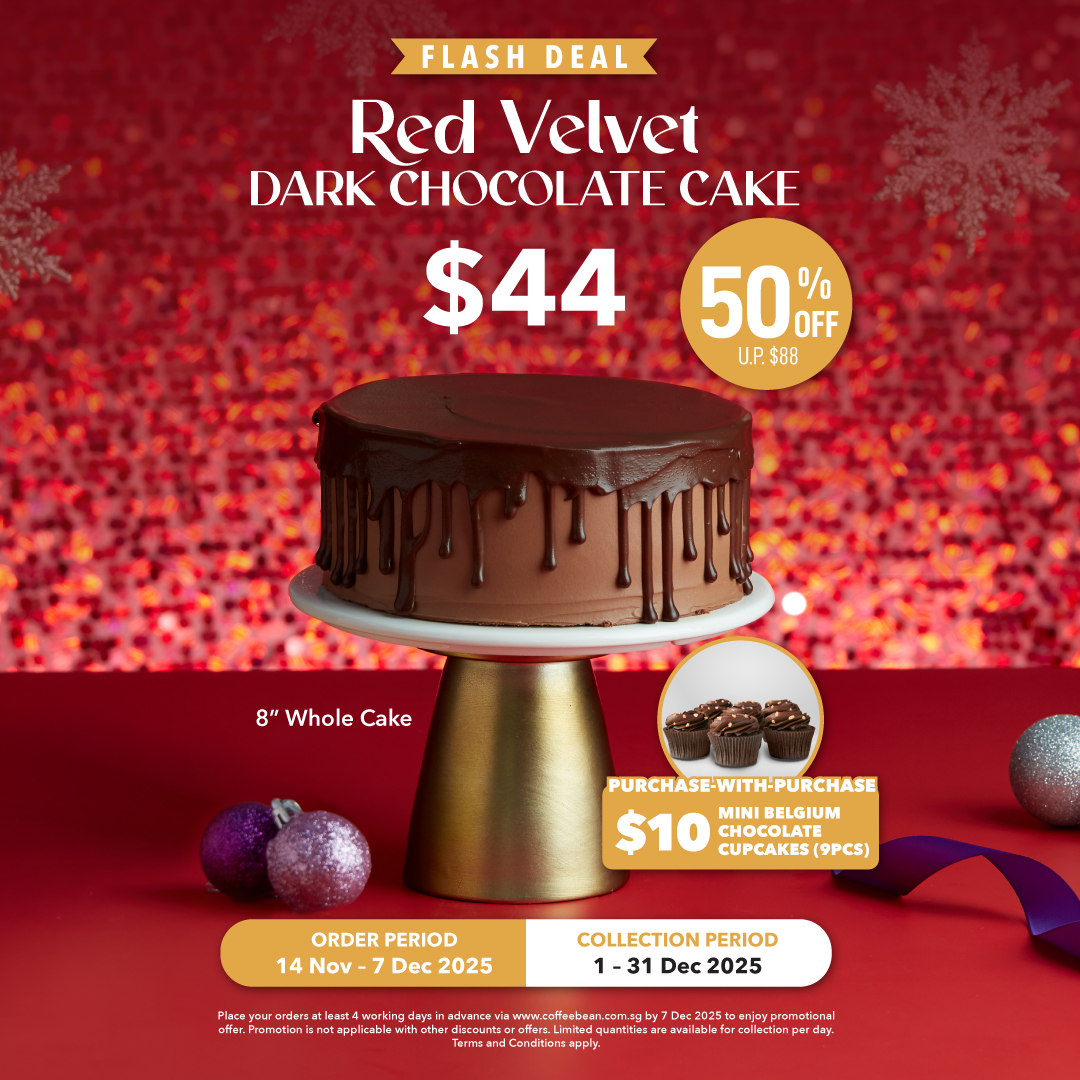The Coffee Bean & Tea Leaf: Get 50% OFF Red Velvet Dark Chocolate Cake ...